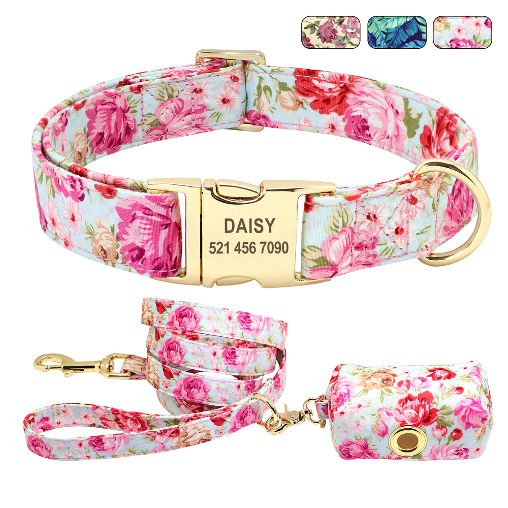 Personalized Custom Dog Collar Leash Set – Dog Bed & Supplies