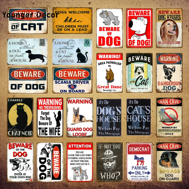Metal Signs Warning Guard Dog – Dog Bed & Supplies